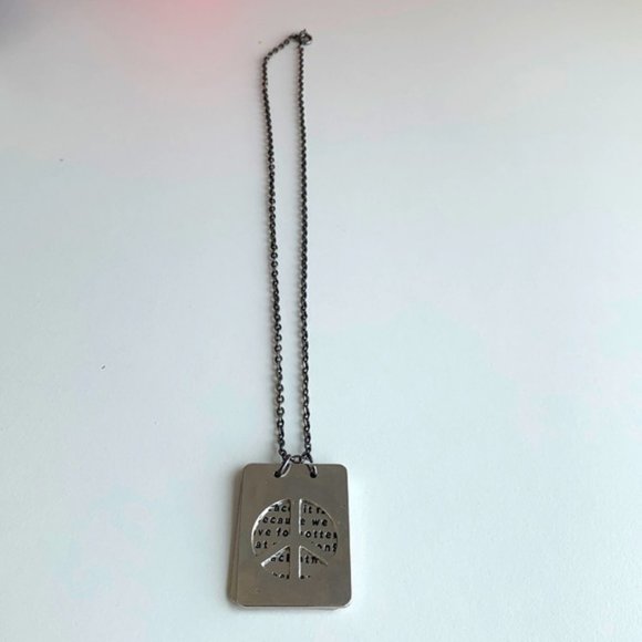 Accessories | Silver Tone Necklace With Flip Peace Sign Pendant And ...
